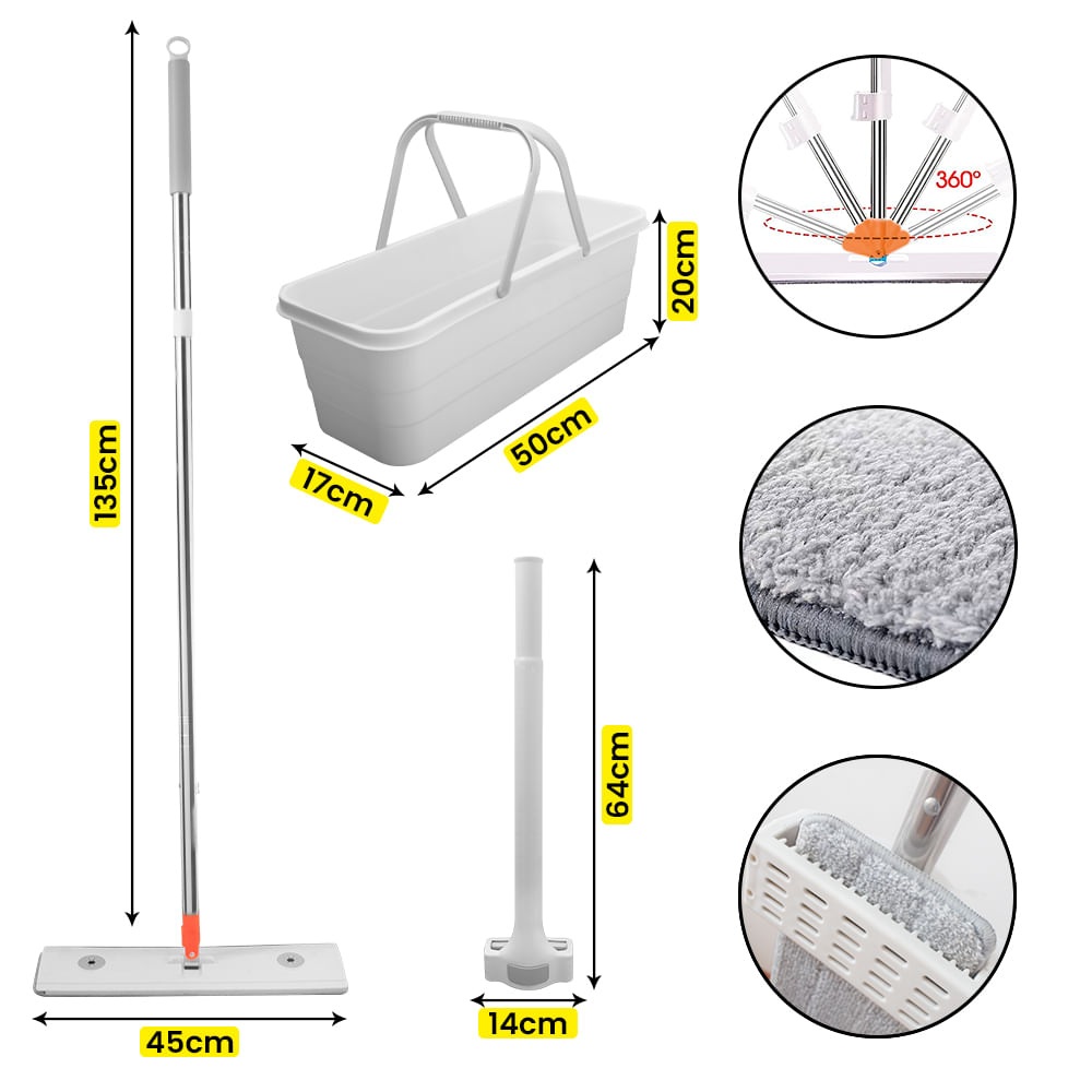 Trapeador Plano y Escurridor con Balde Rectangular Plomo | plazaVea ...