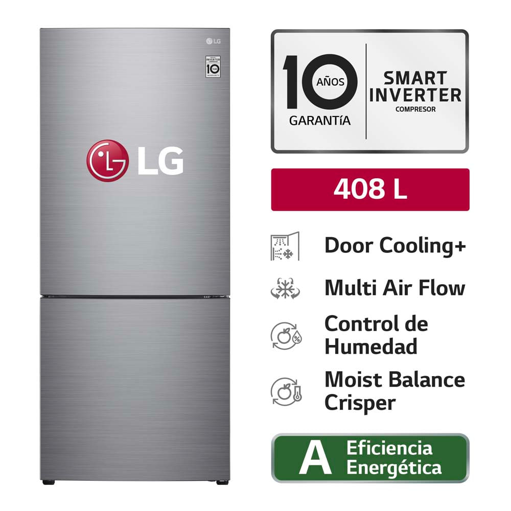 Refrigeradora LG 408L No Frost GB41BPP Plateado | plazaVea - plazaVea