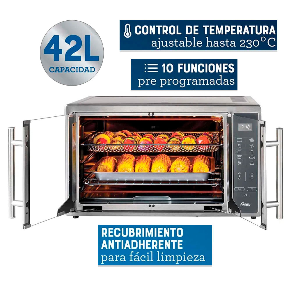 Horno Electrico digital Oster con freidora de aire 42L TSSTTVFDDAF | plazaVea - plazaVea