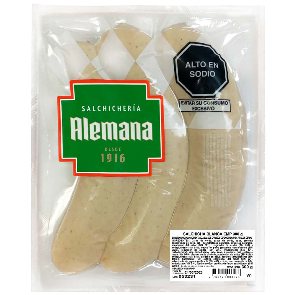 Salchicha Blanca S. ALEMANA Paquete 300g | plazaVea - Supermercado