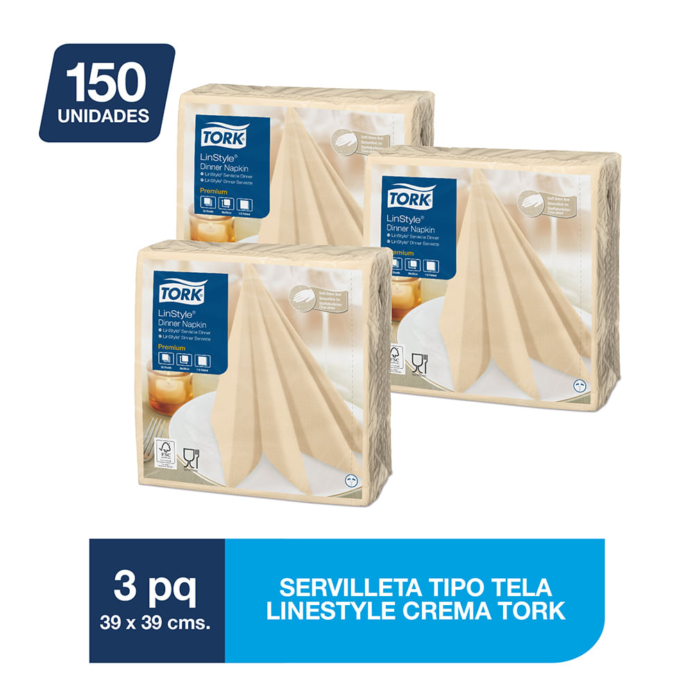 Servilleta TORK Linstyle Crema 50 Und Pack x3 | plazaVea - plazaVea
