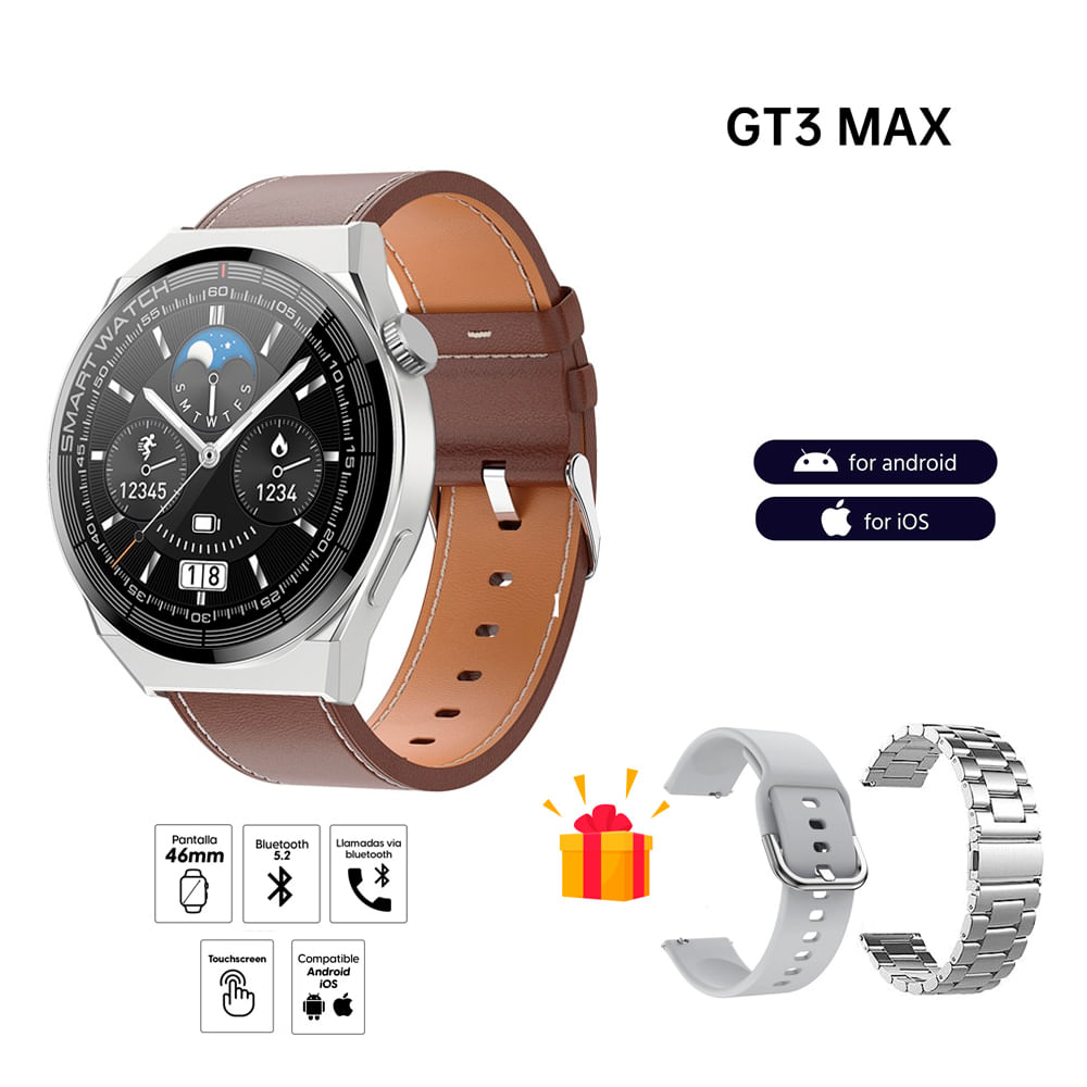Smartwatch GT3 Max Marron GPS Triple Correa | plazaVea - plazaVea