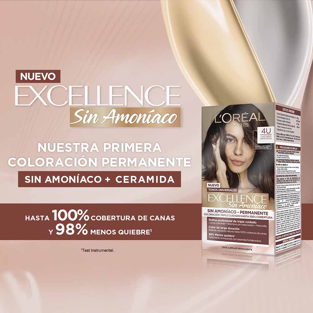Tinte Capilar Permanente EXCELLENCE Sin Amoníaco 6U Chocolate Caja 1un ...