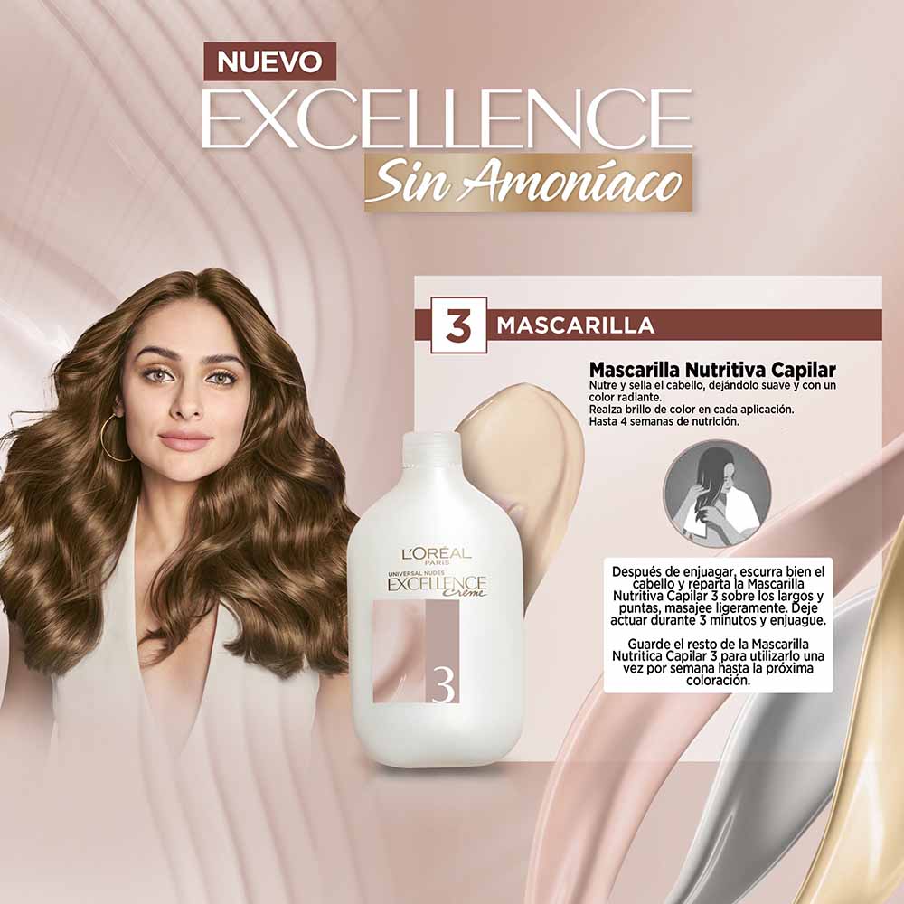Tinte Capilar Permanente EXCELLENCE Sin Amoníaco 9U Rubio Claro Cenizo ...