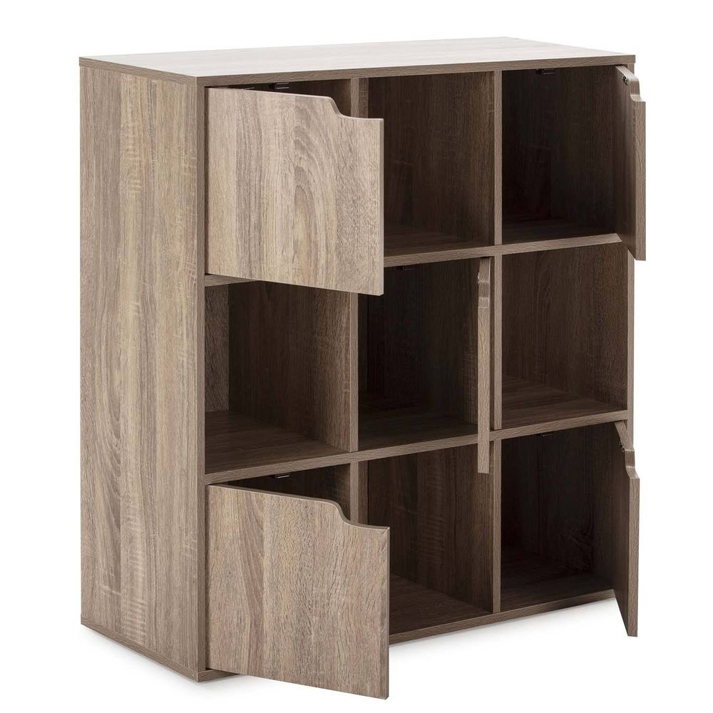 Mueble Estante para oficina TED color Roble 4 huecos 5 puertas TU ...