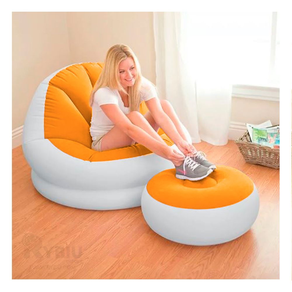 Suave Sofa y Poof Anaranjado para Relajacion | plazaVea - Supermercado