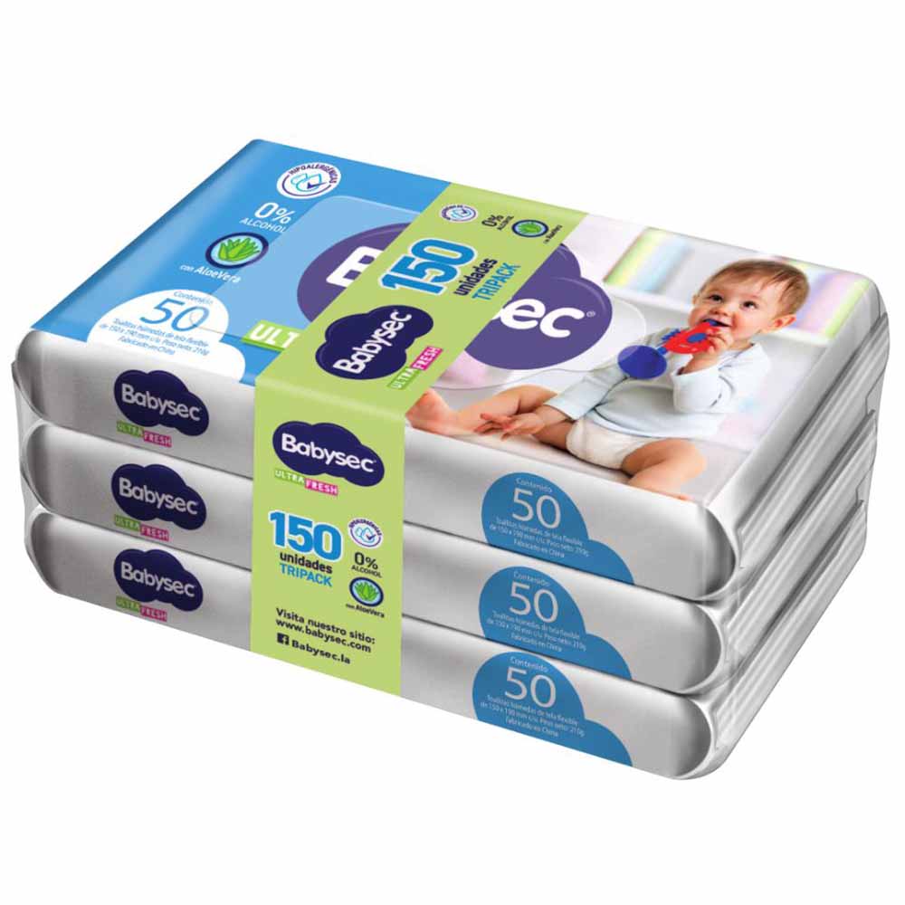 Toallitas Húmedas para Bebé BABYSEC Ultra con Aloe Vera Paquete 50un ...