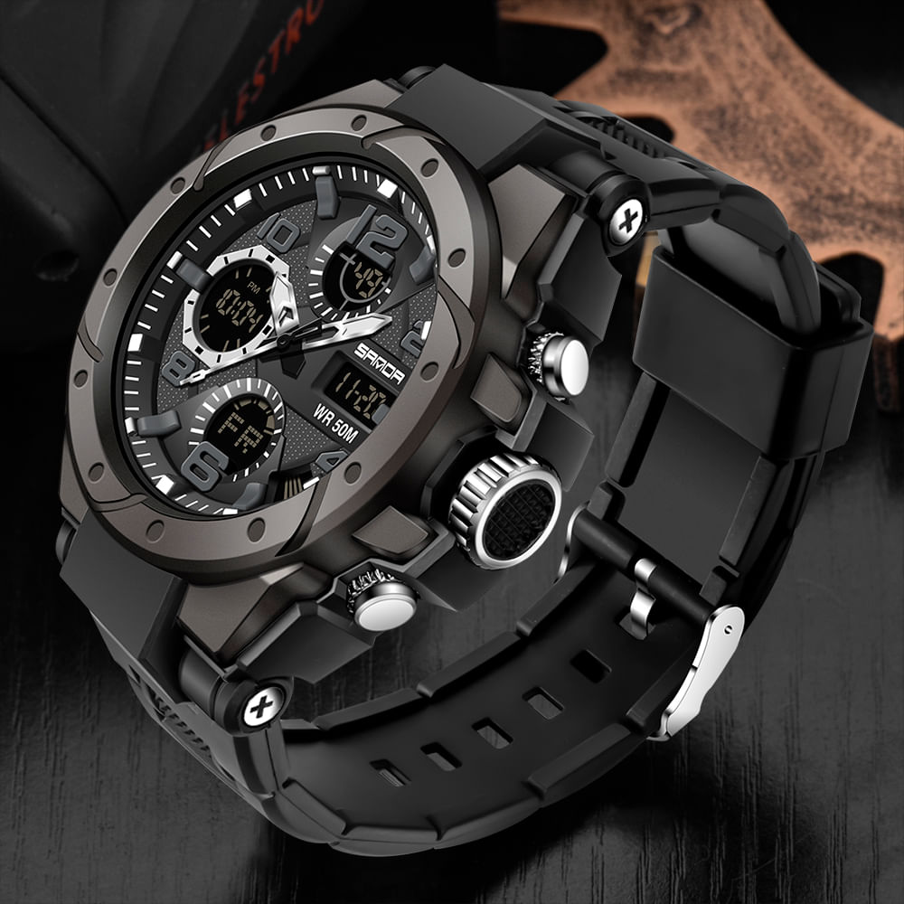 Reloj Hombre Deportivo Análogo Digital Impermeable con Cronógrafo ...