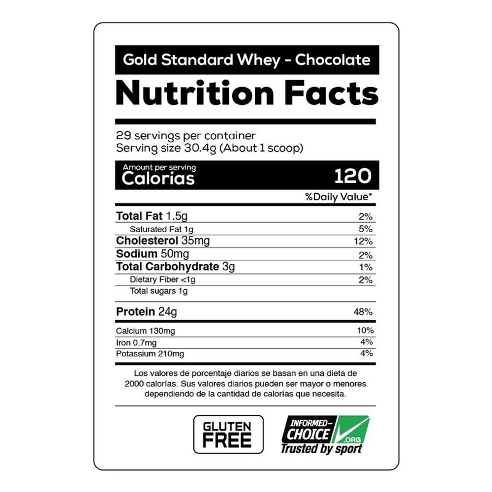Proteina Gold Standard Whey Optimum Nutrition 2 LB Chocolate | plazaVea ...