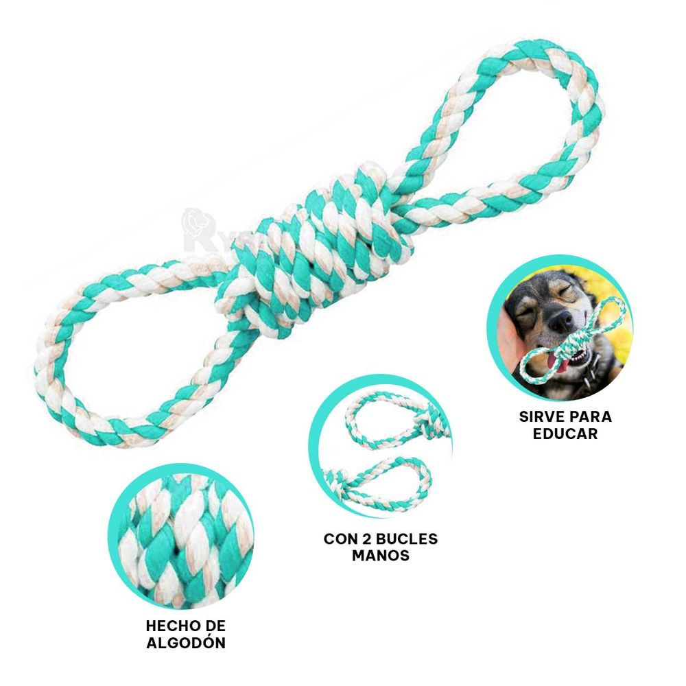 Juguete de 4 Nudos Soga para Perros 38cm Turquesa | plazaVea - Supermercado