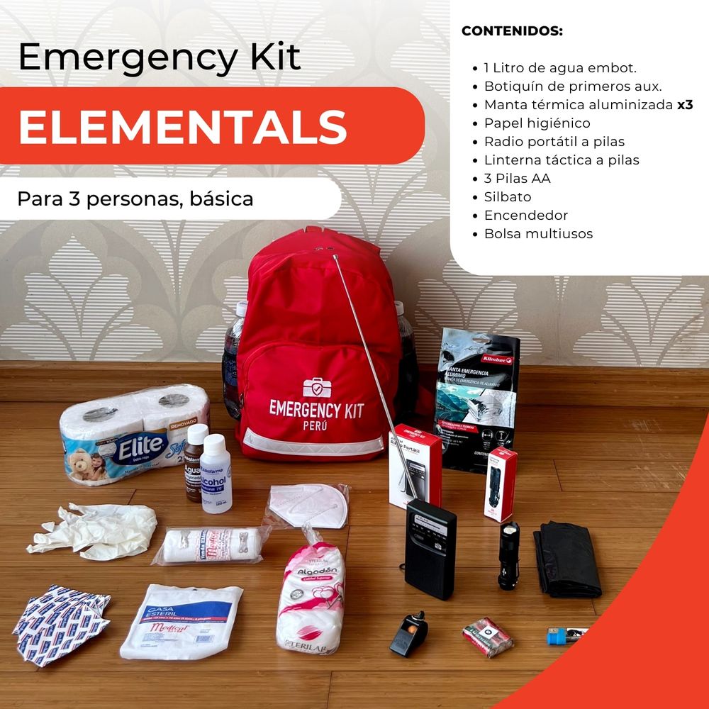 Mochila de Emergencia Equipada Emergency Kit Elementals para 3 Personas ...