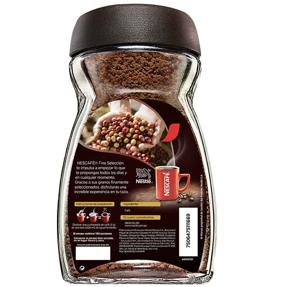 Café Instantáneo NESCAFÉ Fina Selección Frasco 200g | plazaVea - plazaVea