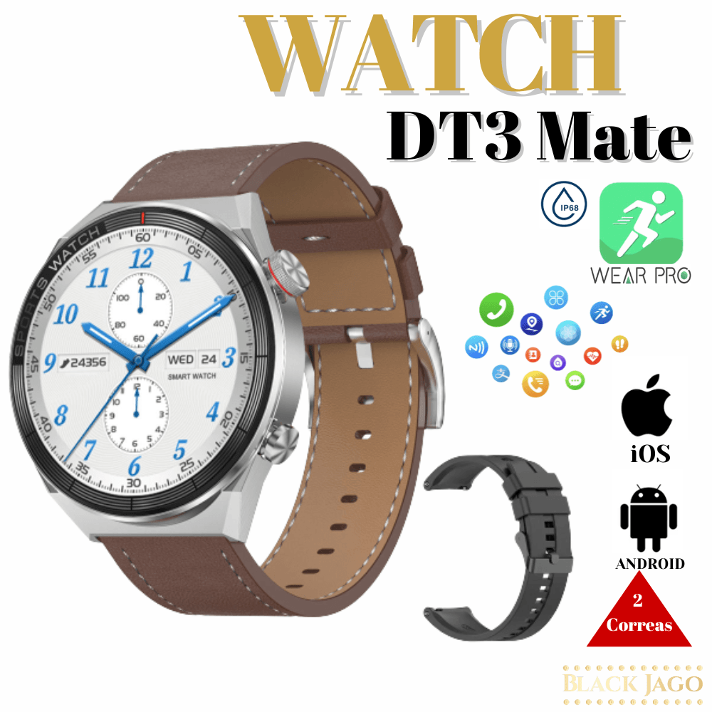Smartwatch Dt3 Mate Reloj Doble Correa Alta Gama Nfc Gps Plateado Cuero ...