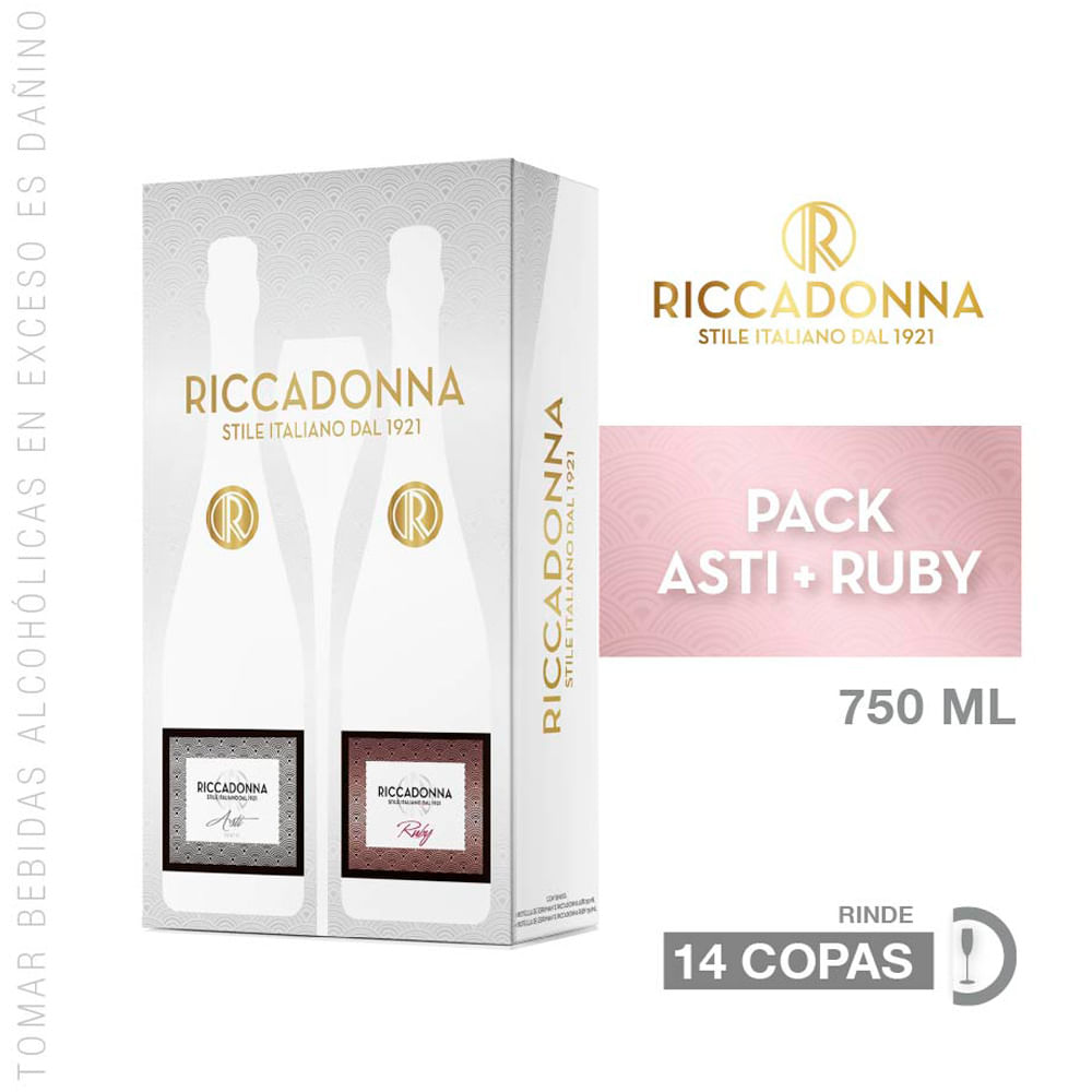 Pack Espumante RICCADONNA Asti Botella 750ml + Ruby Botella 750ml ...