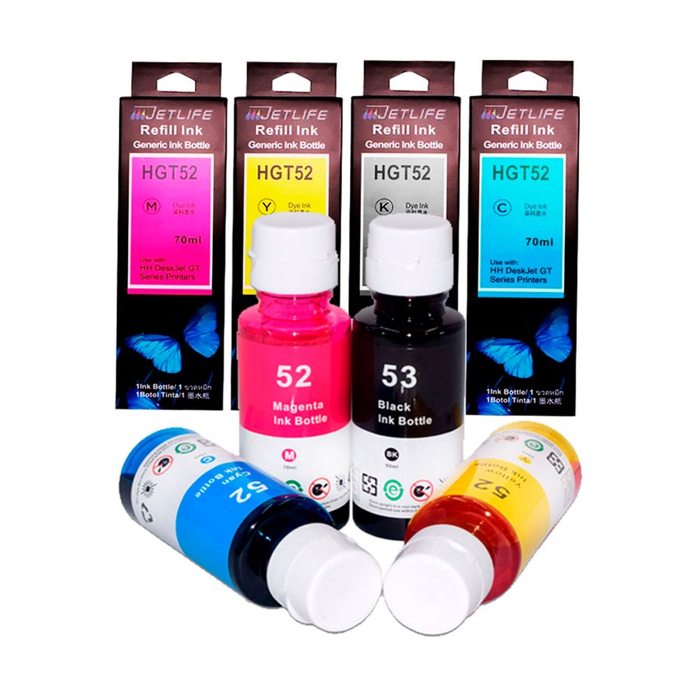 Kit de 4 Tintas para Hp Gt52 y Gt53 Negro Cyan Magenta Yellow ...