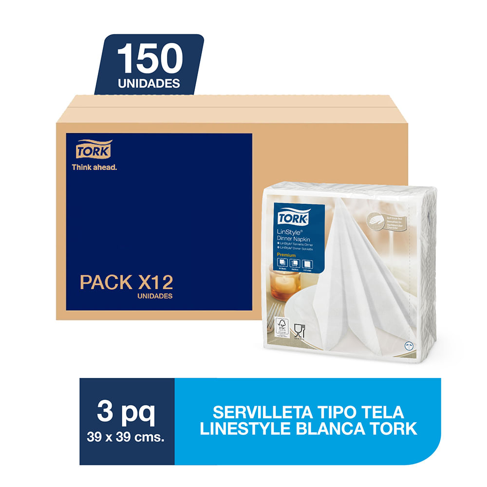 Servilleta TORK Linstyle Blanca 50 Und Pack x3 | plazaVea - Supermercado