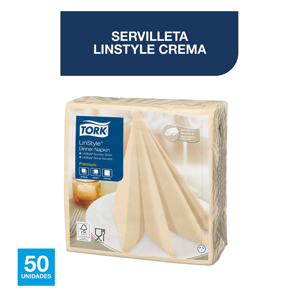 Servilleta TORK Linstyle Crema 50 Und Pack x6 | plazaVea - plazaVea