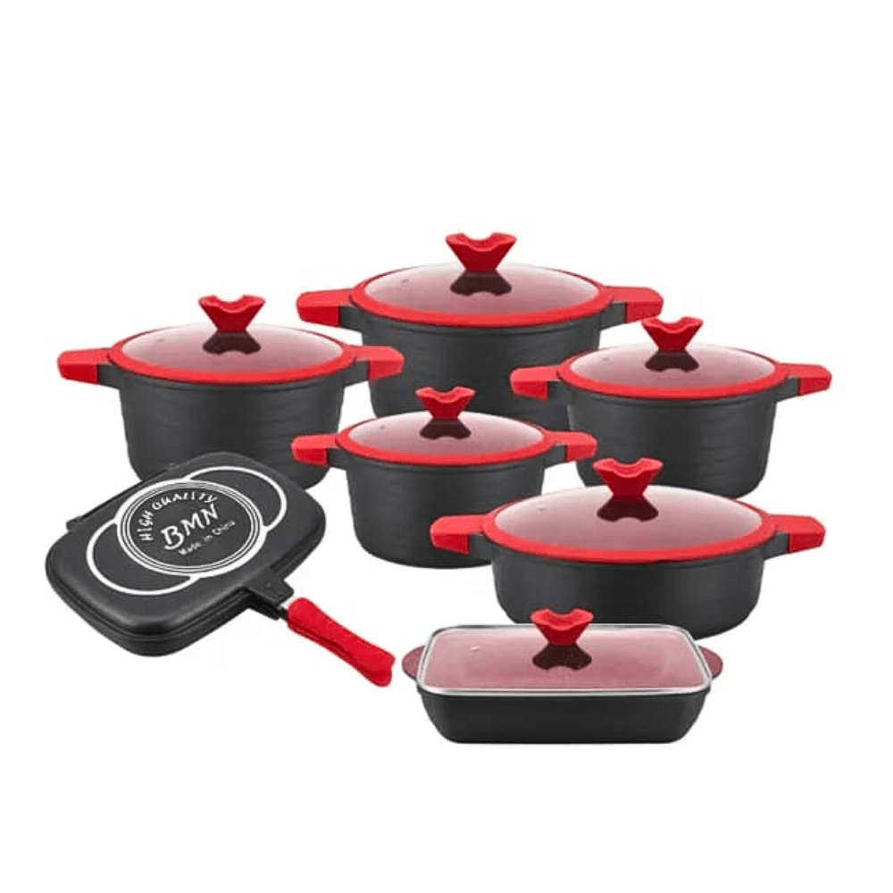 Set De Olla Roca Volcánica Antiadherente x13pzas BMN Color Negro ...