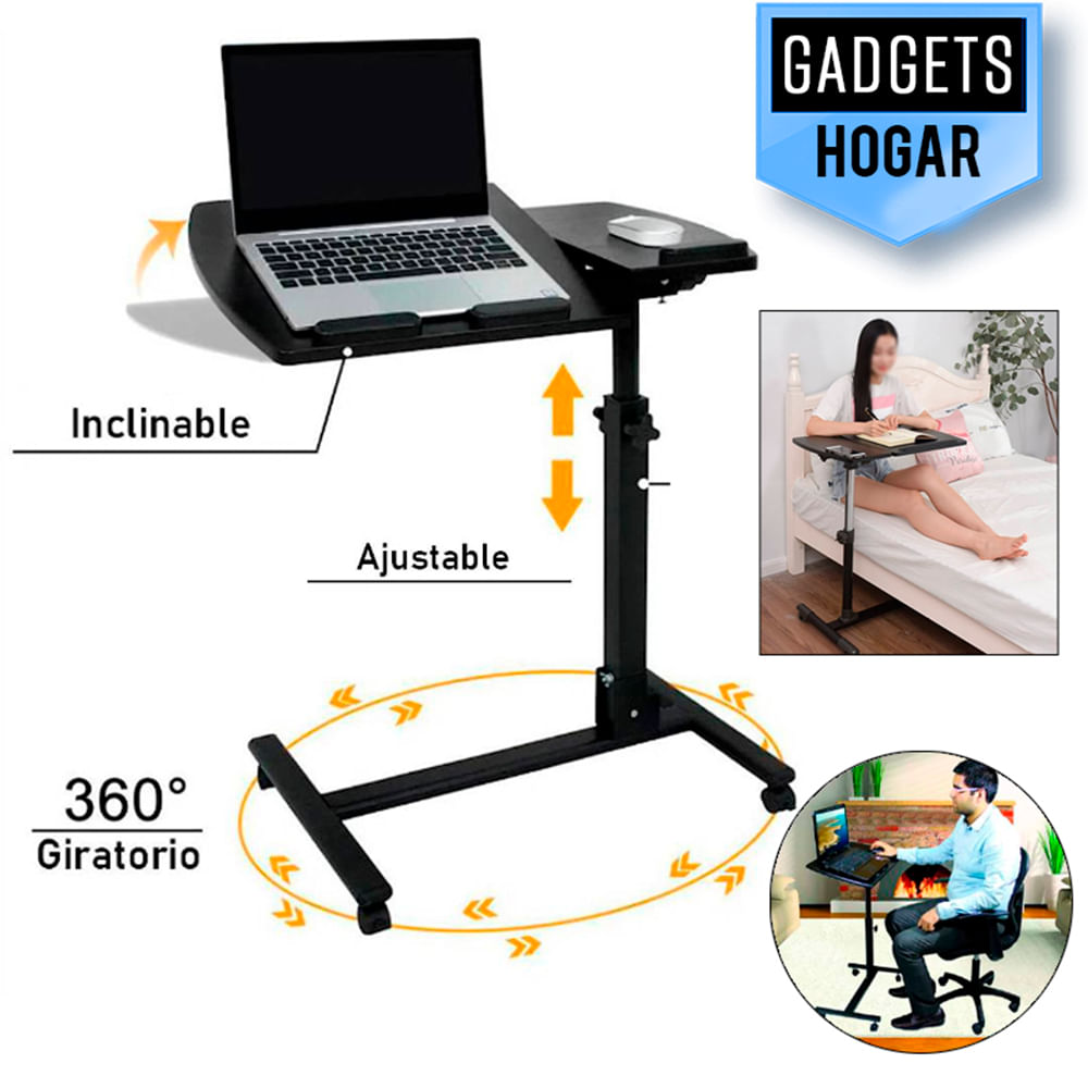 Mesa para Laptop Soporte Plegable 360 Graduable Movil con Ruedas ...