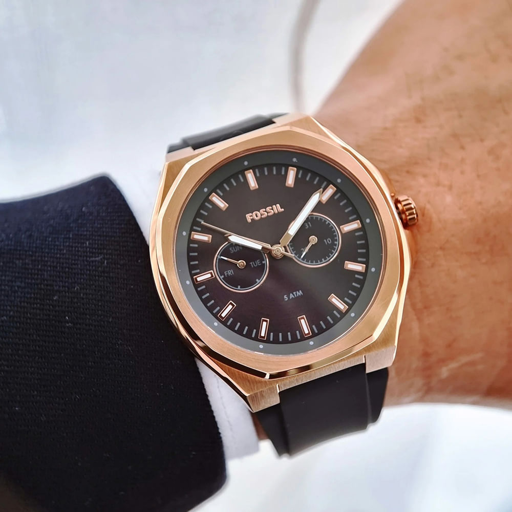 Reloj Fossil Evanston BQ2612 Multifuncional Acero Inoxidable Oro Rosado ...