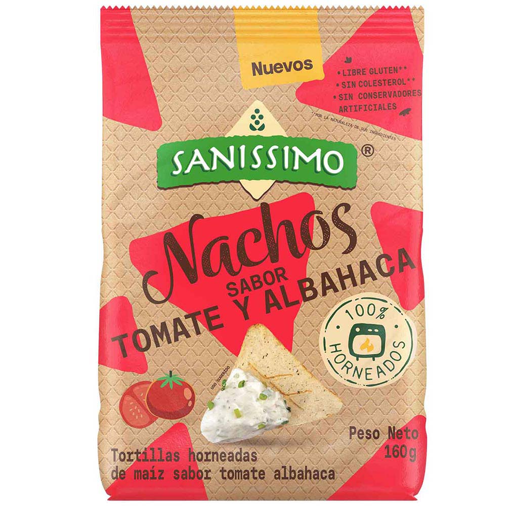 Nachos SANISSIMO Sabor Albahaca y Tomate Bolsa 160g | plazaVea - plazaVea