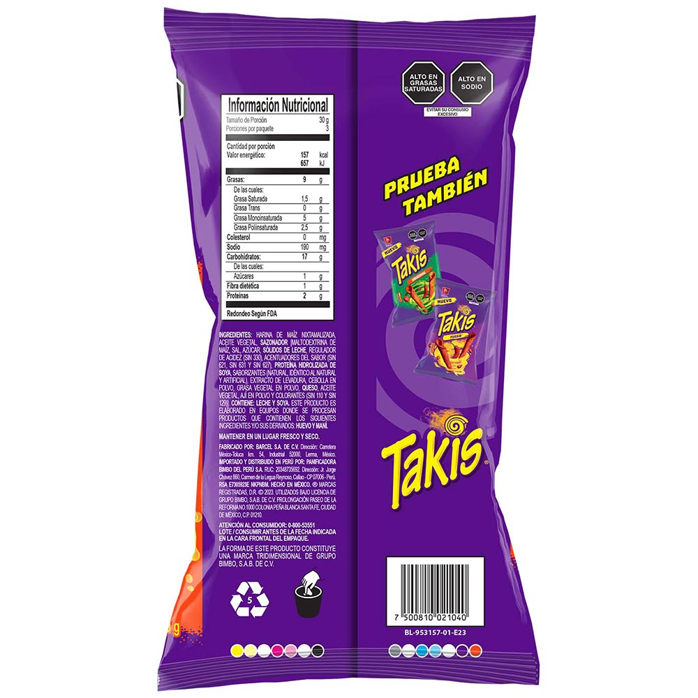 Tortillas de Maíz TAKIS Explosión Bolsa 90g | plazaVea - plazaVea