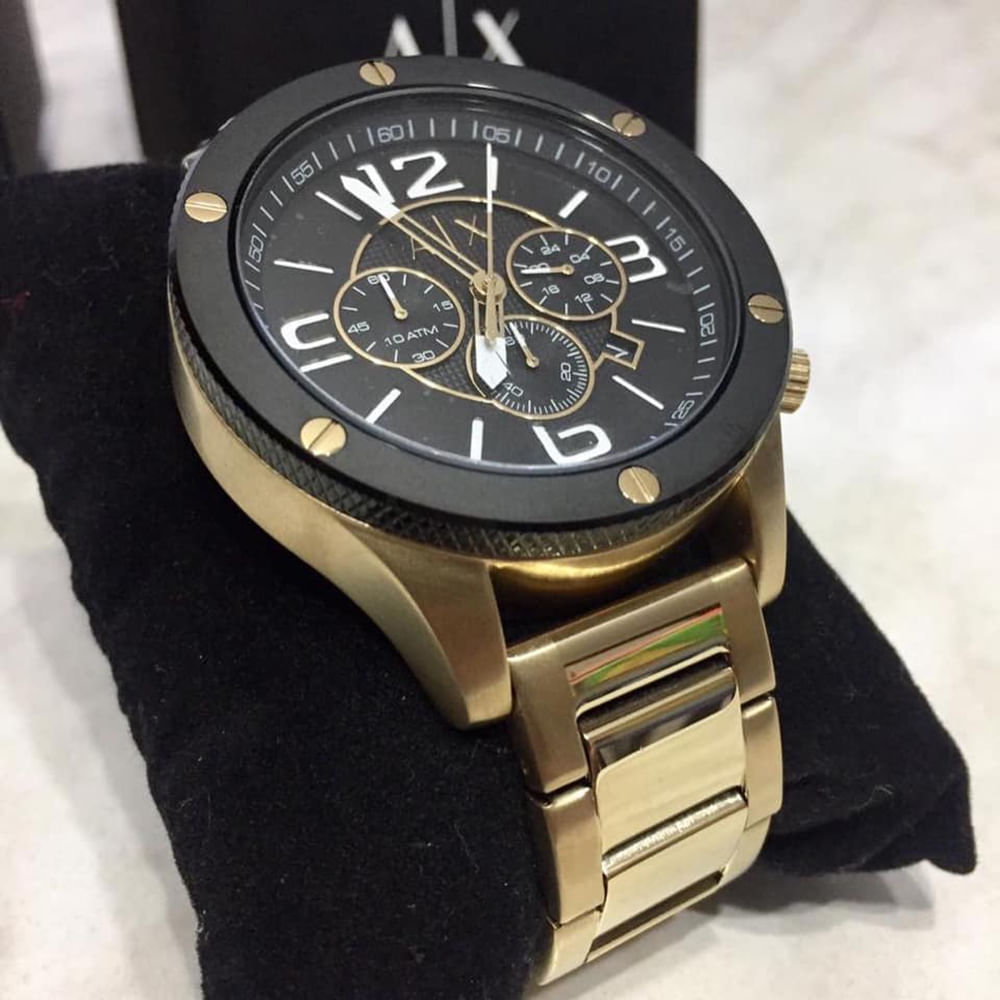 Reloj Armani Exchange AX1511 Fecha Cronómetro Acero Inoxidable Dorado ...