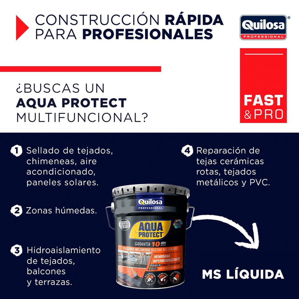 Impermeabilizante Quilosa Aquaprotec Silicona Ms Líquida 1 Kg Gris ...