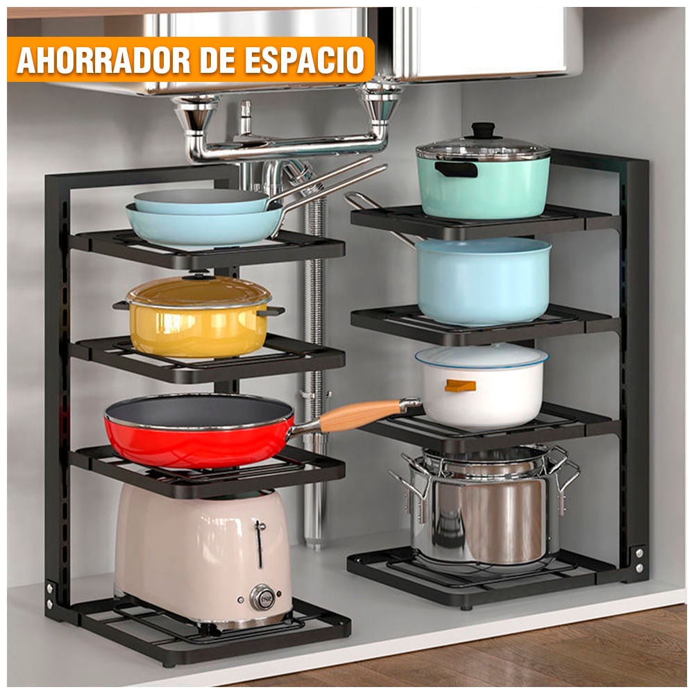Estante Organizador De Ollas Tapas Sartenes 4 Niveles Regulable Ny8
