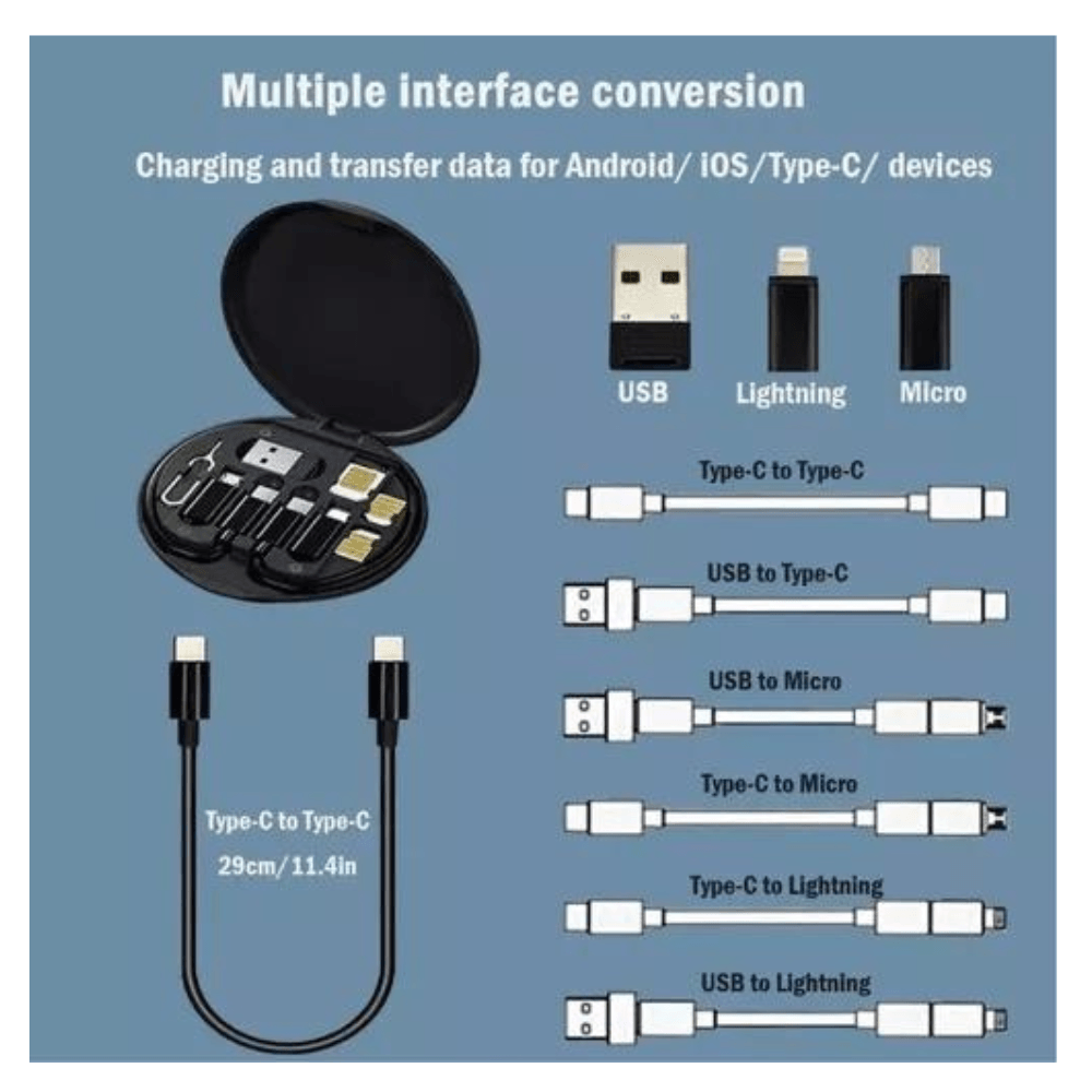 Kit Multifuncional Cables Múltiples Conectores Soporte para Celular ...