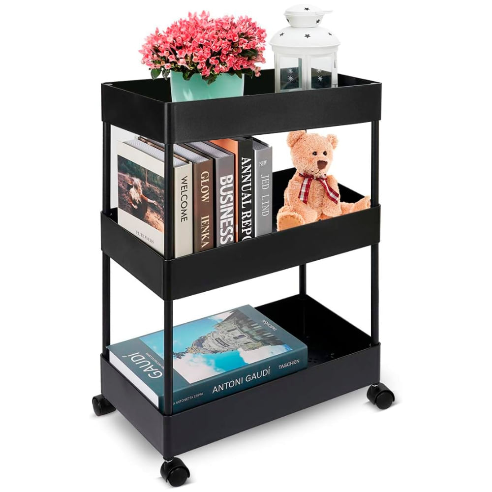 Carrito Organizador 3 Niveles con Ruedas Multifuncional Negro 33N ...