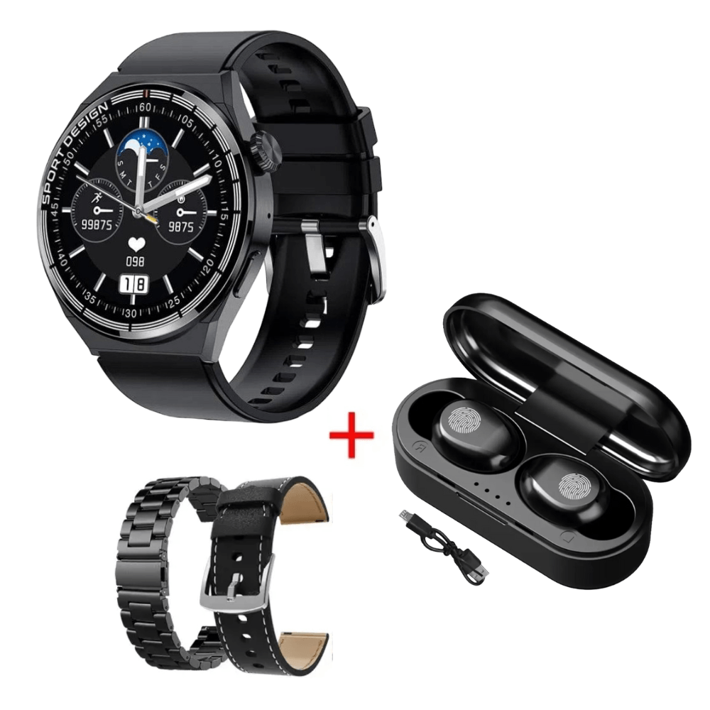 Pack Smartwatch GT3 Max Negro Triple Correa y Audífonos F9 Mini ...
