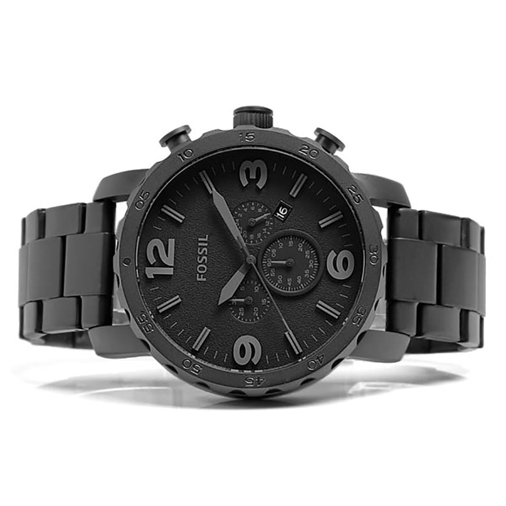 Reloj Fossil Nate JR1401 Genuino Cronómetro Fecha Acero Inoxidable ...