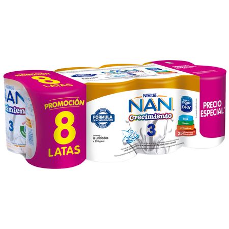 Formula Láctea NAN 3 Crecimiento Lata 390g Paquete 8un | plazaVea ...