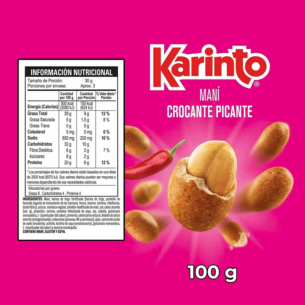 Maní KARINTO Engalletado Picante Bolsa 100g | plazaVea - Supermercado