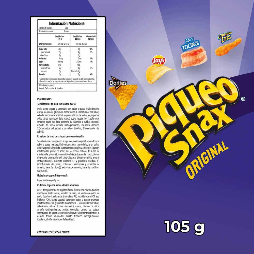 Snacks de Papa Maíz y Trigo PIQUEO SNAX Bolsa 105g | plazaVea ...