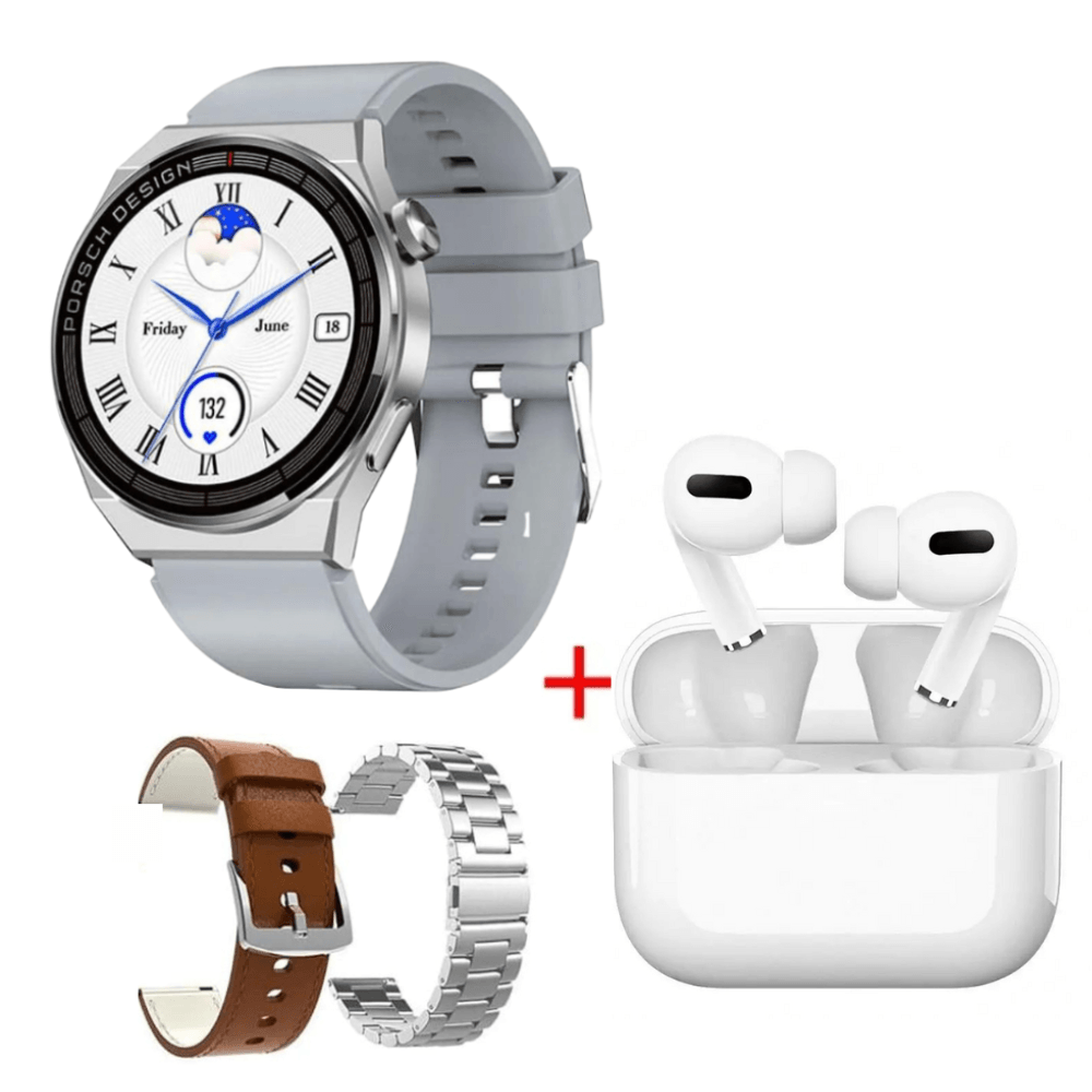 Pack Smartwatch GT3 Max Gris Triple Correa y Audífonos I13 Pro Blanco ...