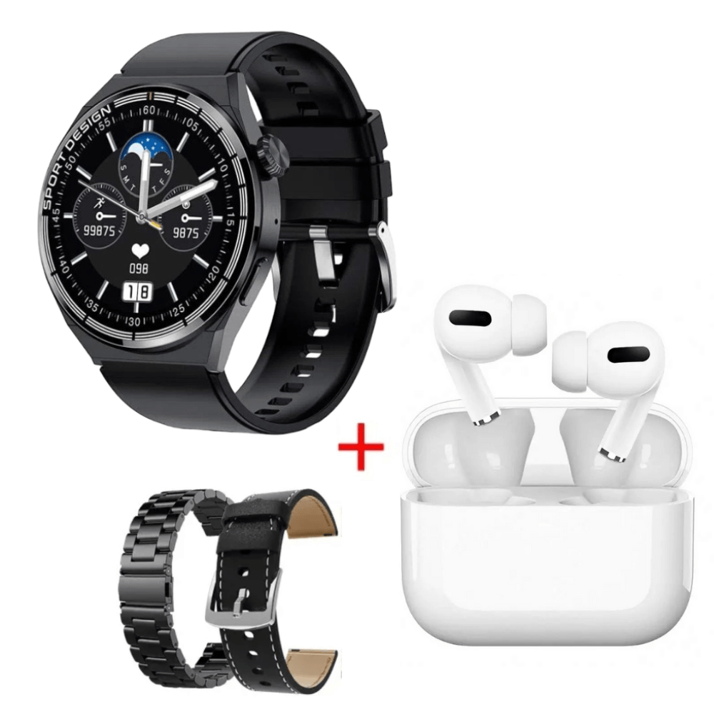 Pack Smartwatch GT3 Max Negro Triple Correa y Audífonos I13 Pro Blanco ...
