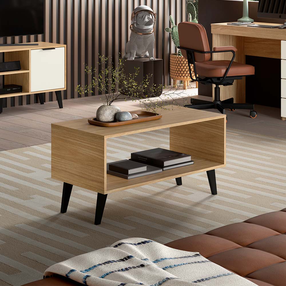 Mesa de Centro Milan Maple/Metal 46x90x45cm | plazaVea - plazaVea