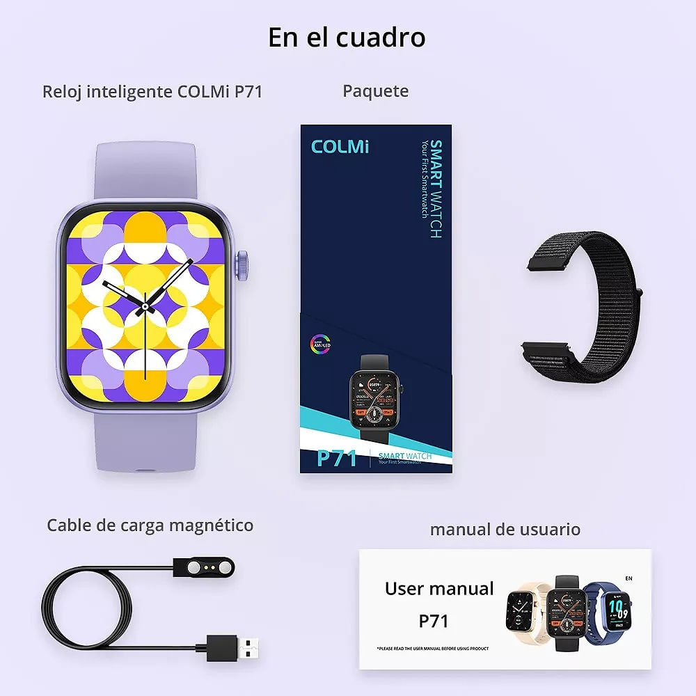 Colmi P71 Smartwatch Purpura Reloj inteligente, Bluetooth LLamadas ...