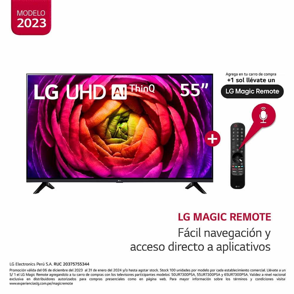 Televisor LG LED 55" UHD 4K ThinQ AI 55UR7300 (Modelo 2023) | plazaVea ...