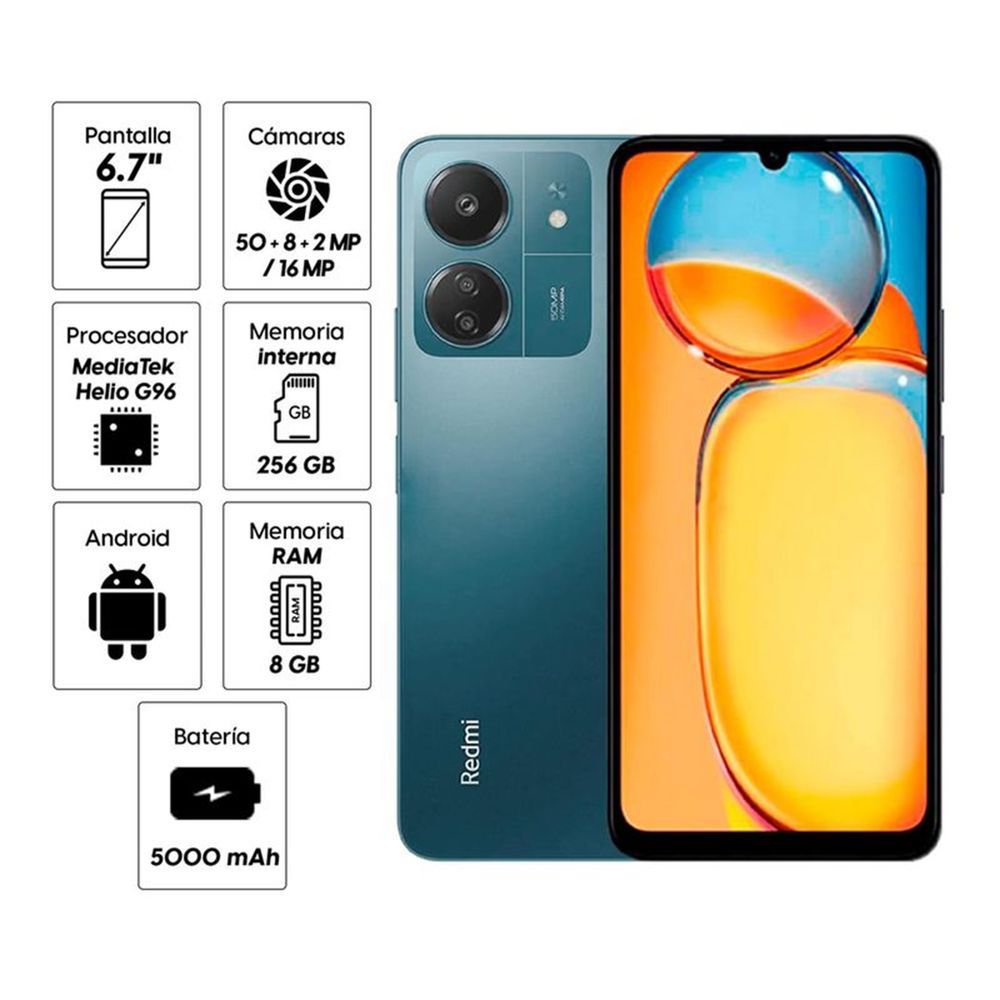 Xiaomi Redmi Note 13c 256gb 8gb Ram Azul Negro | plazaVea - plazaVea