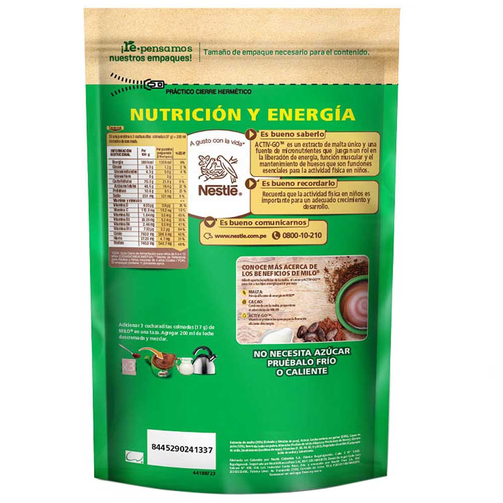 Fortificante Granulado MILO Activ - Go Doypack 190g | plazaVea ...