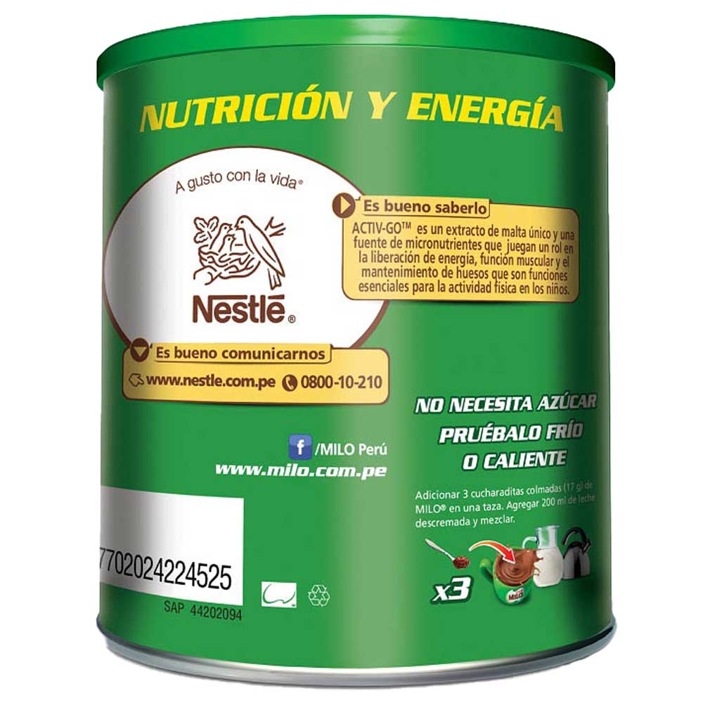 Fortificante Granulado MILO Activ-Go Lata 380g | plazaVea - Supermercado