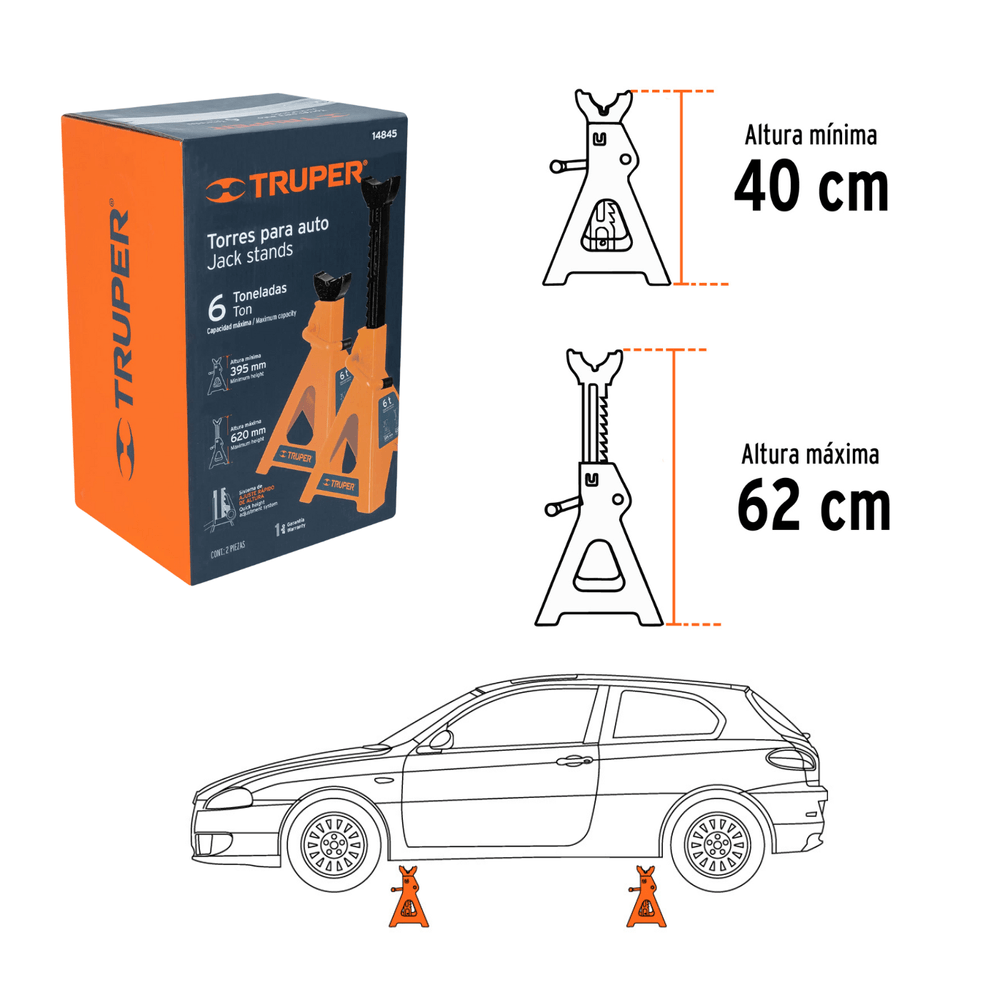 Combo gata 5 Toneladas, Caballete 6 Toneladas Truper 14957-14845 ...