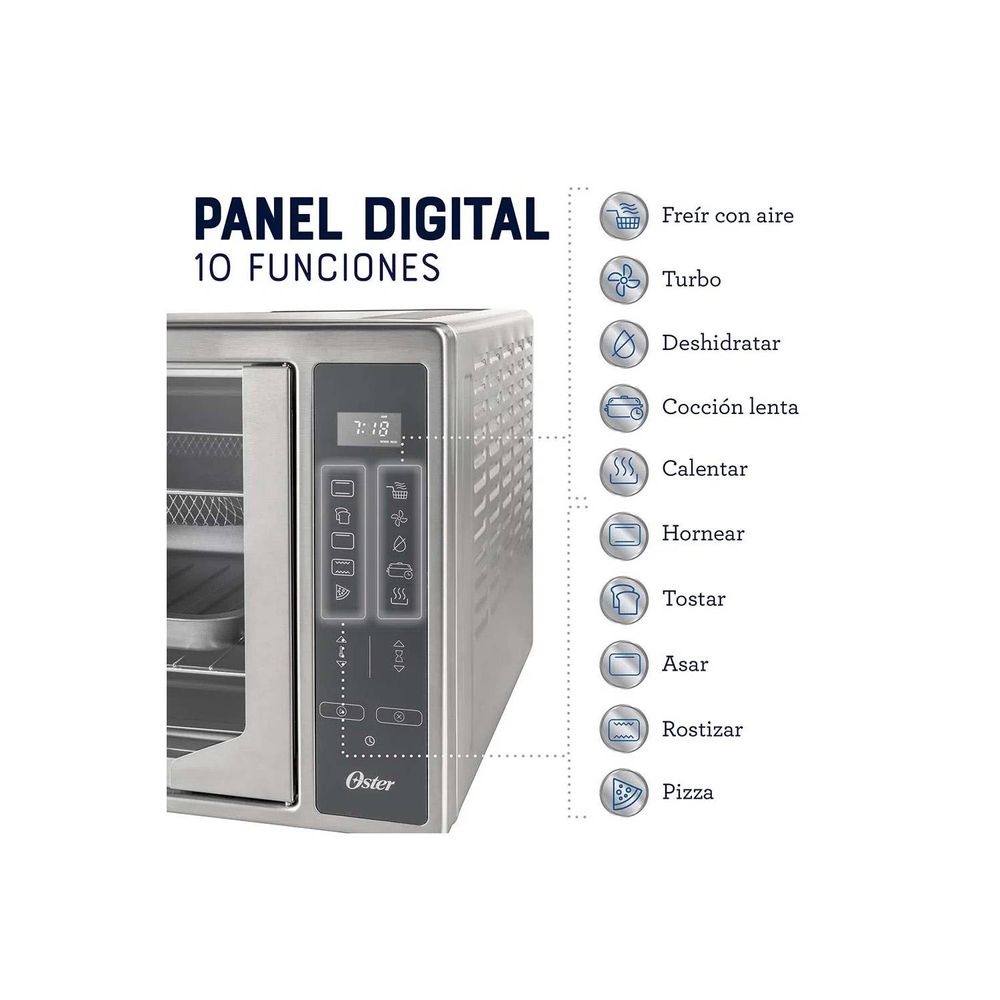 Horno Digital Oster TSSTTVFDDAF 42L Puerta Francesa 10 funciones ...