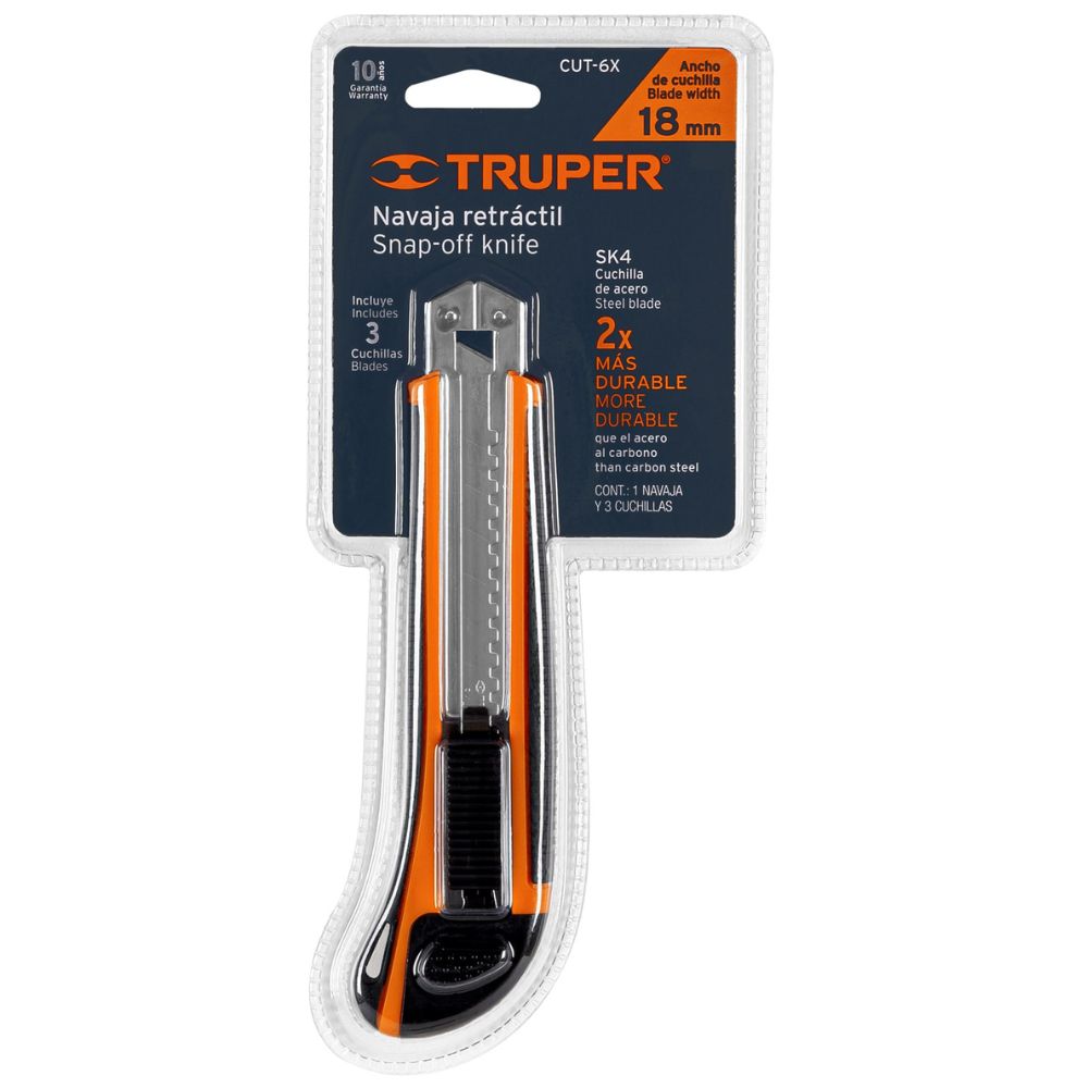 Cutter profesional Navaja Retráctil 18 mm. Truper | plazaVea - plazaVea