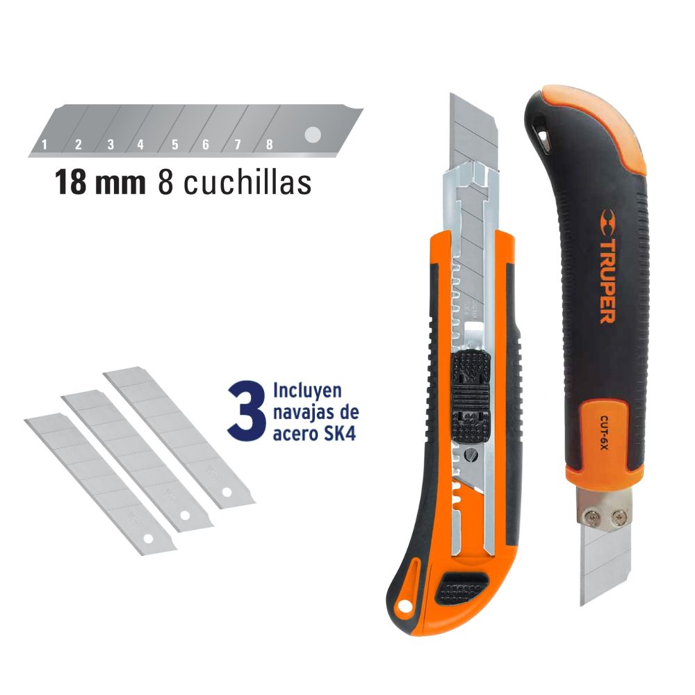 Cutter profesional Navaja Retráctil 18 mm. Truper | plazaVea - plazaVea