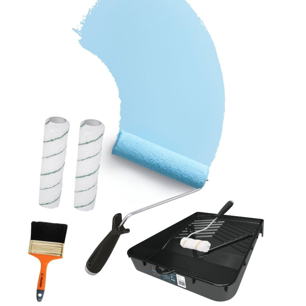 Combo Rodillo para pintar, extension paint Roller Truper kit completo ...