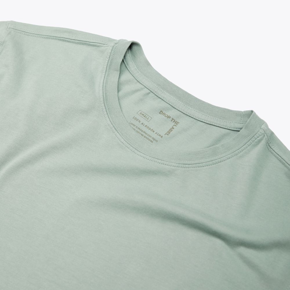 Polo Verde Claro para Hombre Drop the Label Cuello Redondo Manga Corta ...